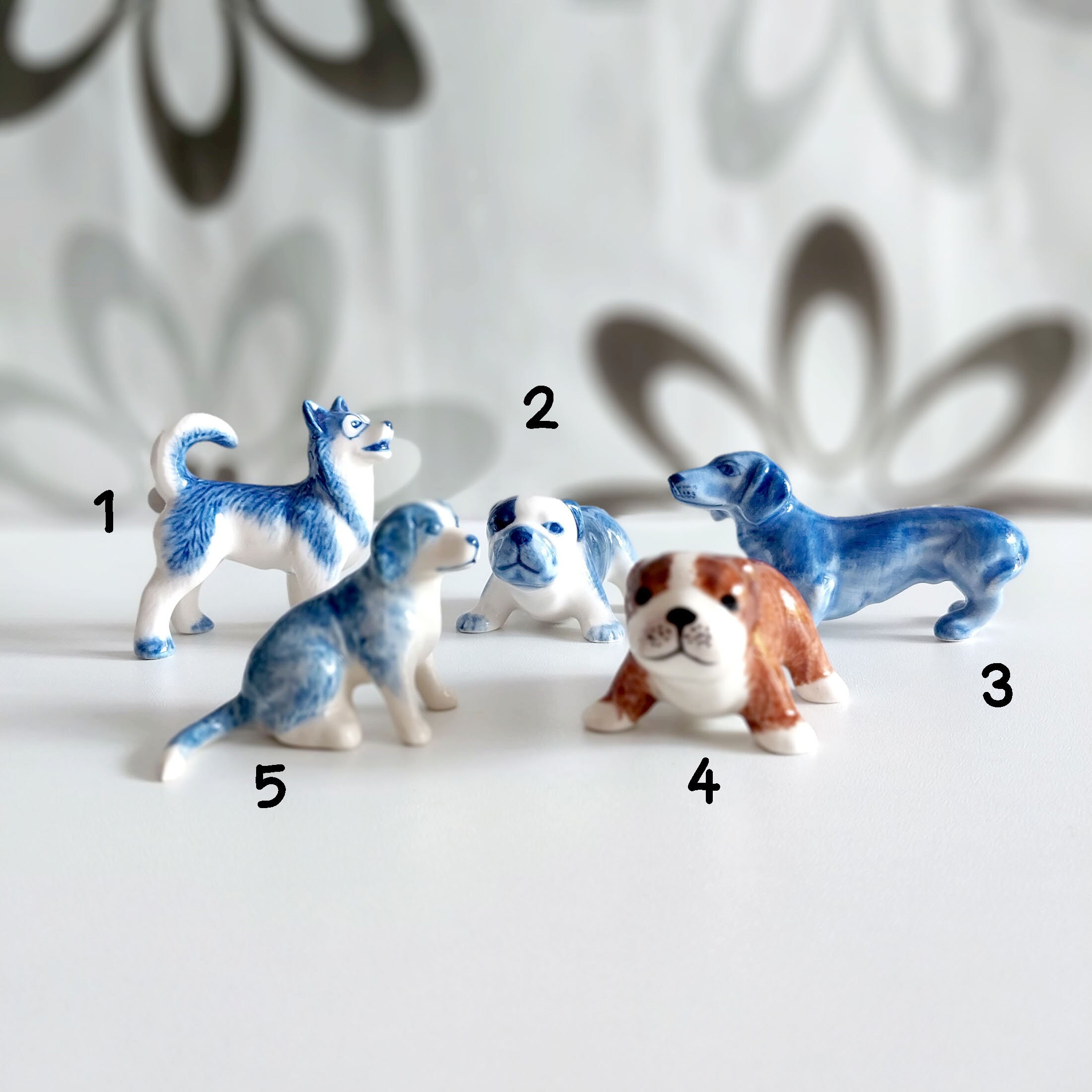 Adopt a Little Friends Small Ceramic Dog Figurines, Miniature Animal ...