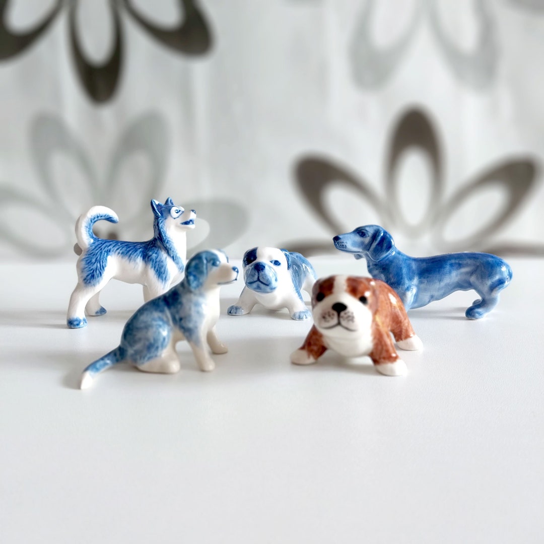 Adopt a Little Friends Small Ceramic Dog Figurines, Miniature Animal ...