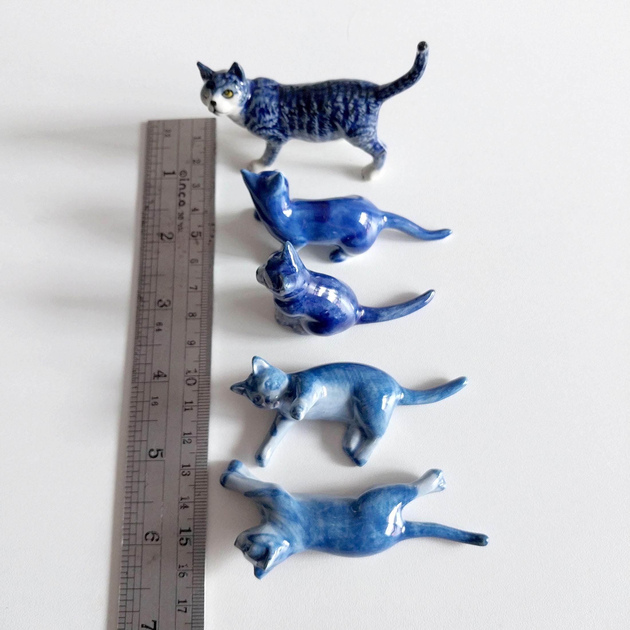 Adopt a Little Friends Small Ceramic Cat Figurines, Miniature Animal ...