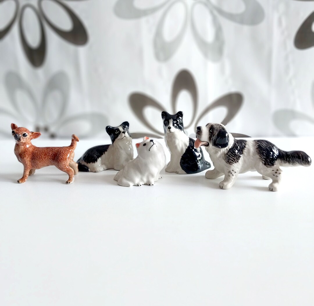 Adopt a Little Friends Small Ceramic Dog Figurines, Miniature Animal ...