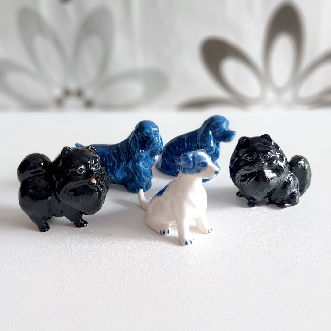 Adopt a Little Friends Small Ceramic Dog Figurines, Miniature Animal ...