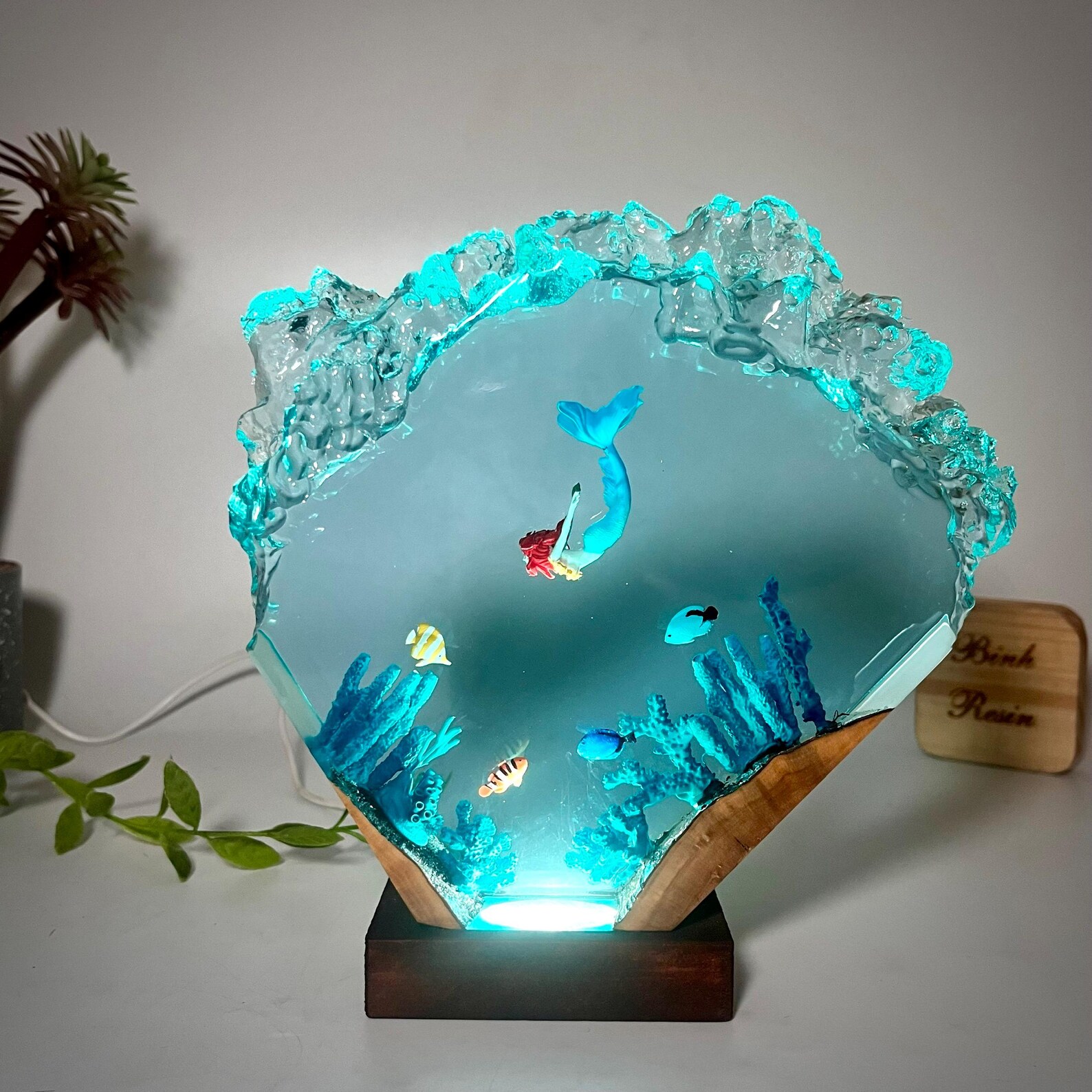 Mermaid Resin Ocean Lamp – Underwater LED Night Light – Personalized ...