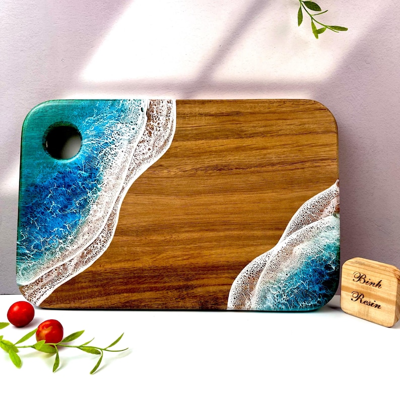 Large Ocean Resin Charcuterie Set – Handmade Beach Wave Cheese Board ...