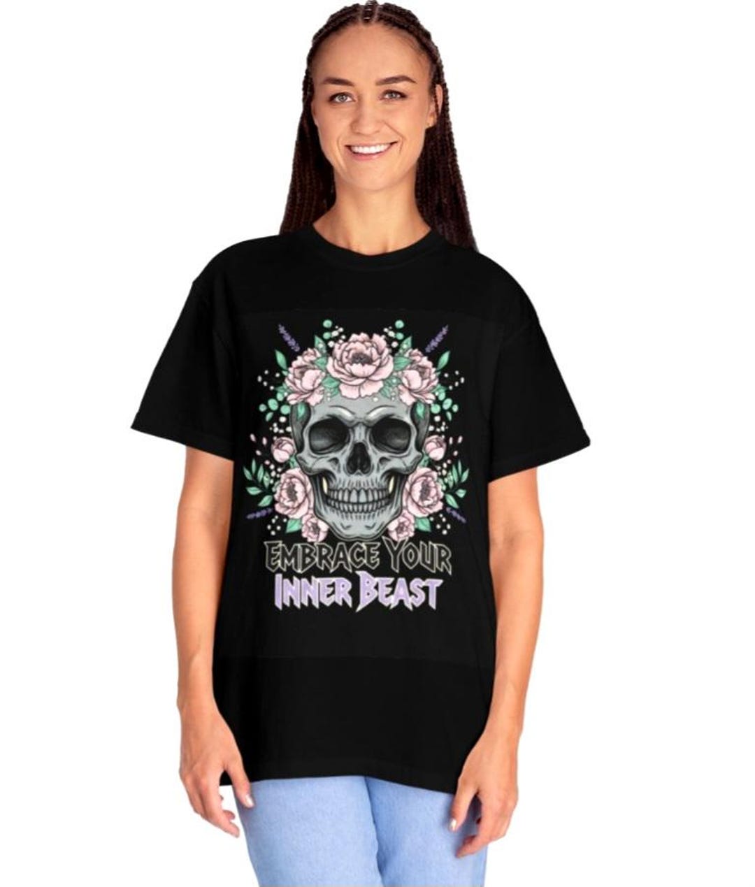 Floral Skull Embrace Your Inner Beast T-shirt - Etsy