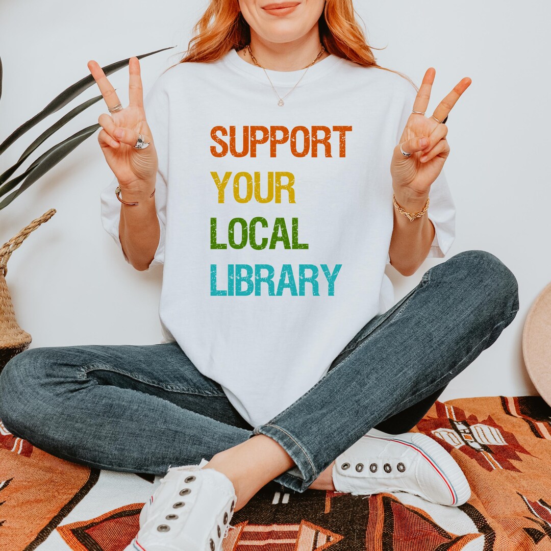 Support Your Local Library T-shirt | Comfort Colors Rainbow Book Tee - Etsy