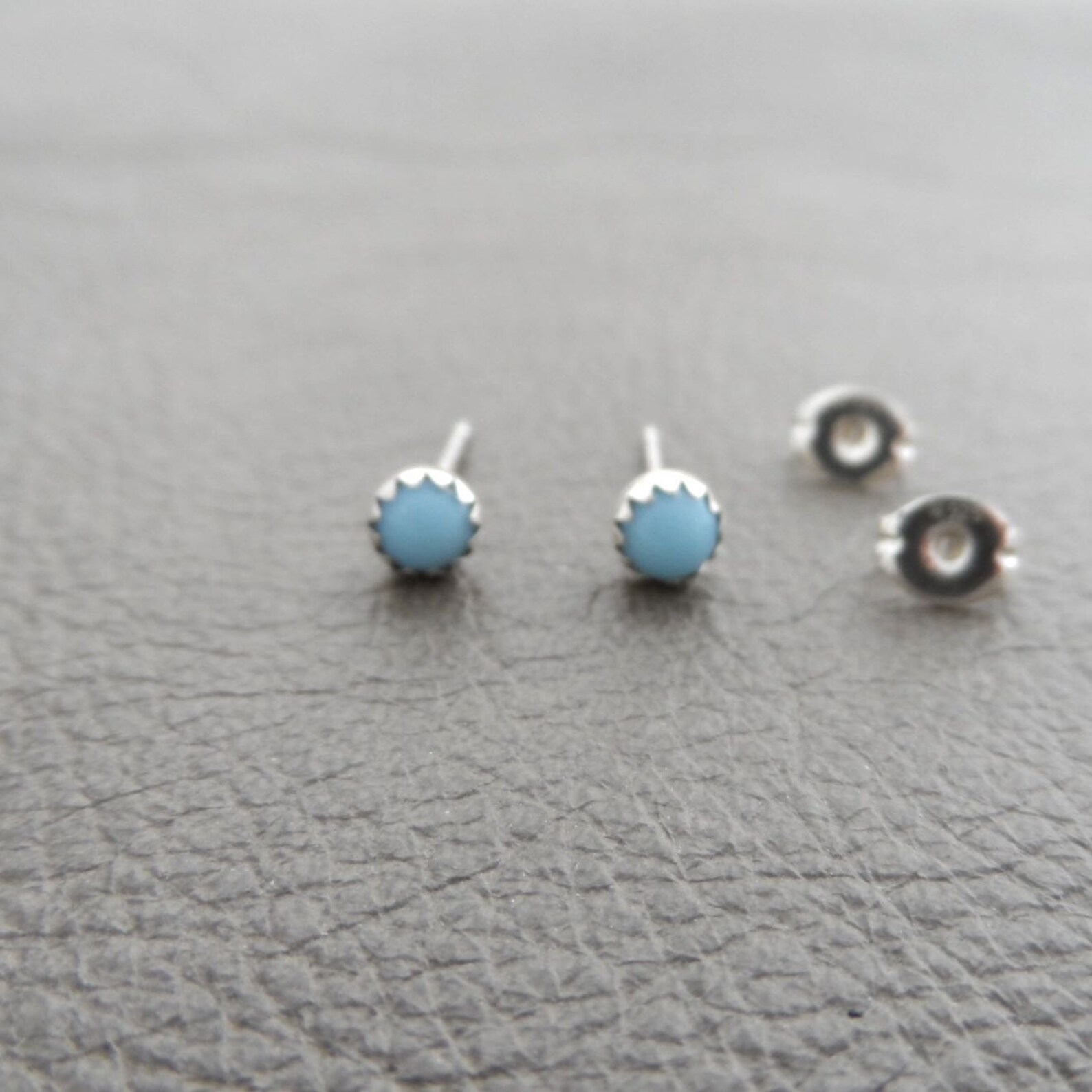 Blue Studs in Sterling Silver Blue Glass Stud Earrings 4mm | Etsy