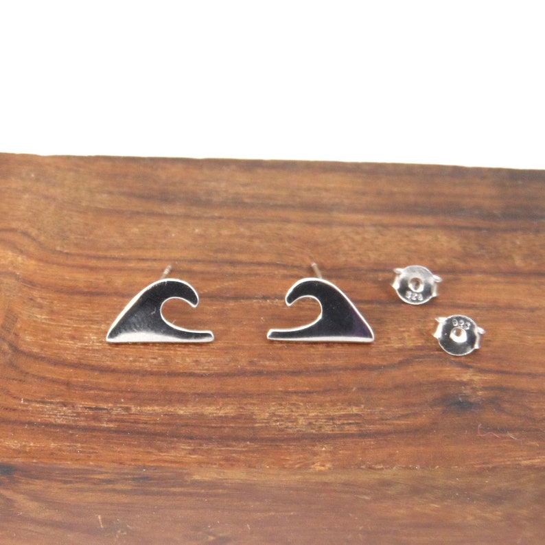Wave Earrings in Sterling Silver Wave Earrings Surfer Studs - Etsy