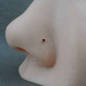 Ruby Nose Stud in Sterling Silver, 1.5mm Silver Nose Stud, Nose Ring ...