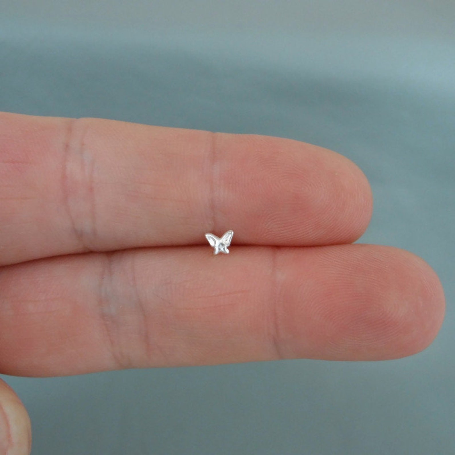 Tiny Butterfly Nose Stud in Sterling Silver Butterfly Nose - Etsy