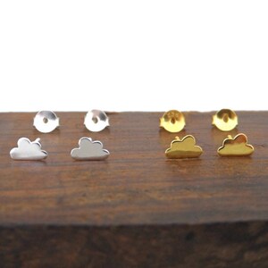 Tiny Cloud Earrings in Sterling Silver, Cloud Earrings, Silver Cloud Studs, Cartilage Studs ...