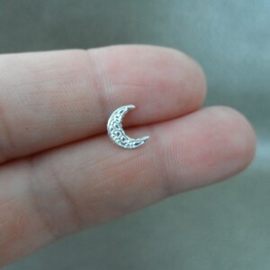 Crescent Moon Nose Stud in Sterling Silver, Tiny Moon Stud, Moon Nose Stud, Crescent Moon, Tiny ...