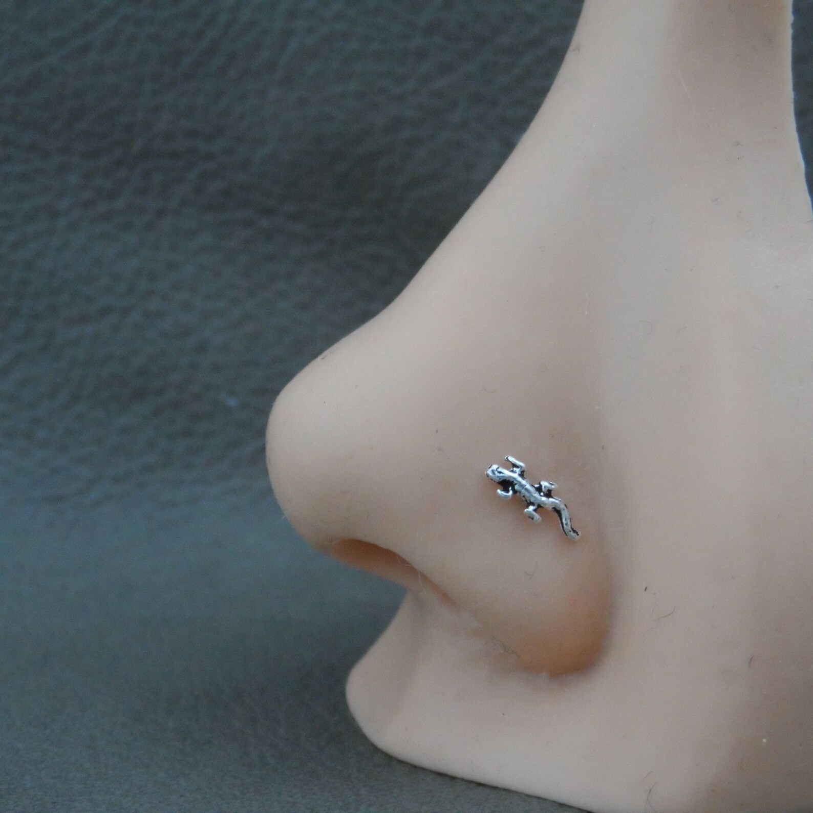 Tiny Lizard Nose Stud in Sterling Silver Lizard Nose Stud - Etsy