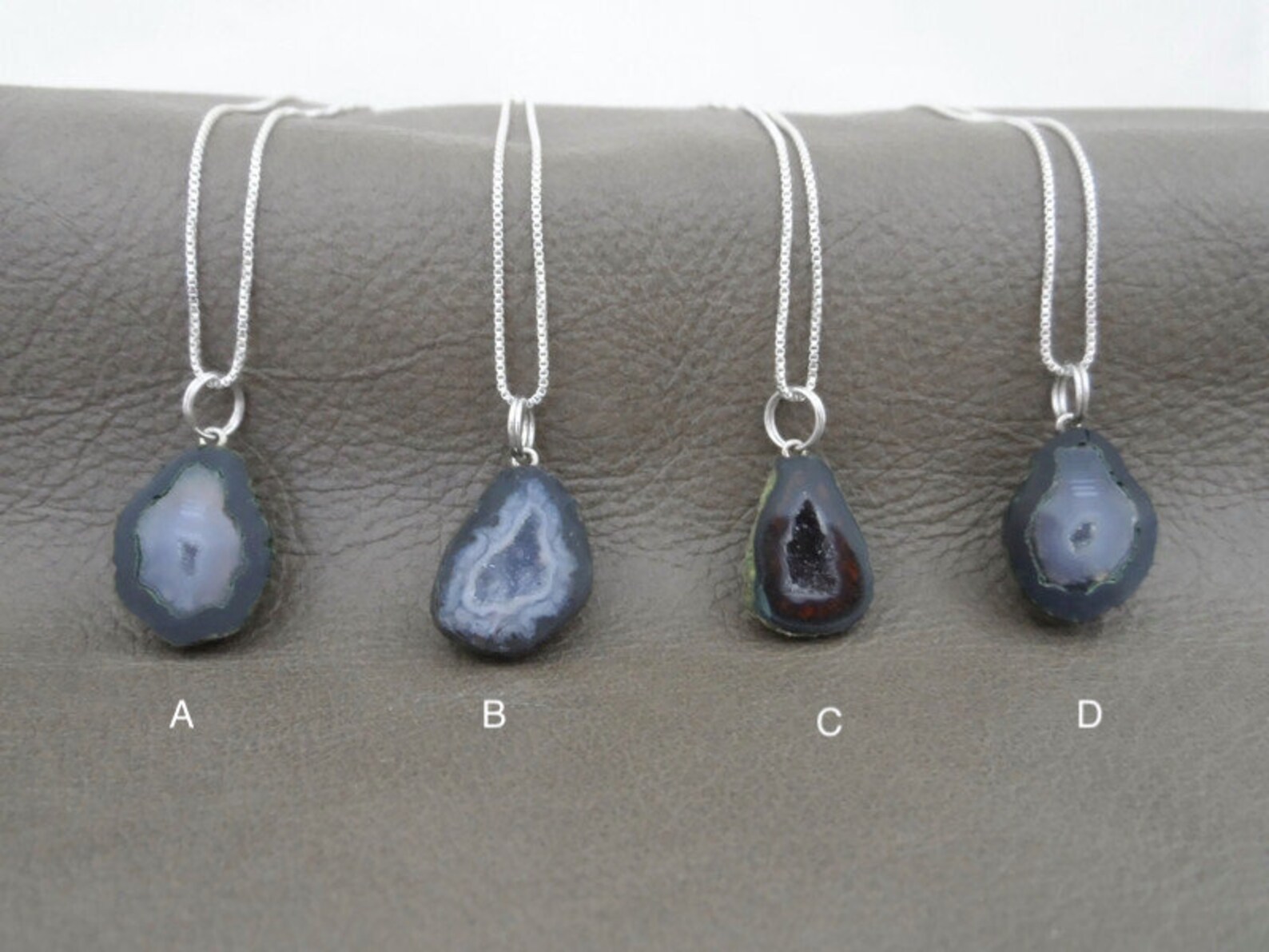 Tiny Geode Necklace in Sterling Silver Tiny Geode Necklace - Etsy