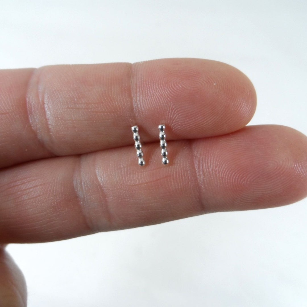 Tiny Bar Stud Earrings in Sterling Silver, Tiny Bar Studs, Silver Bar Studs, Tiny Studs ...