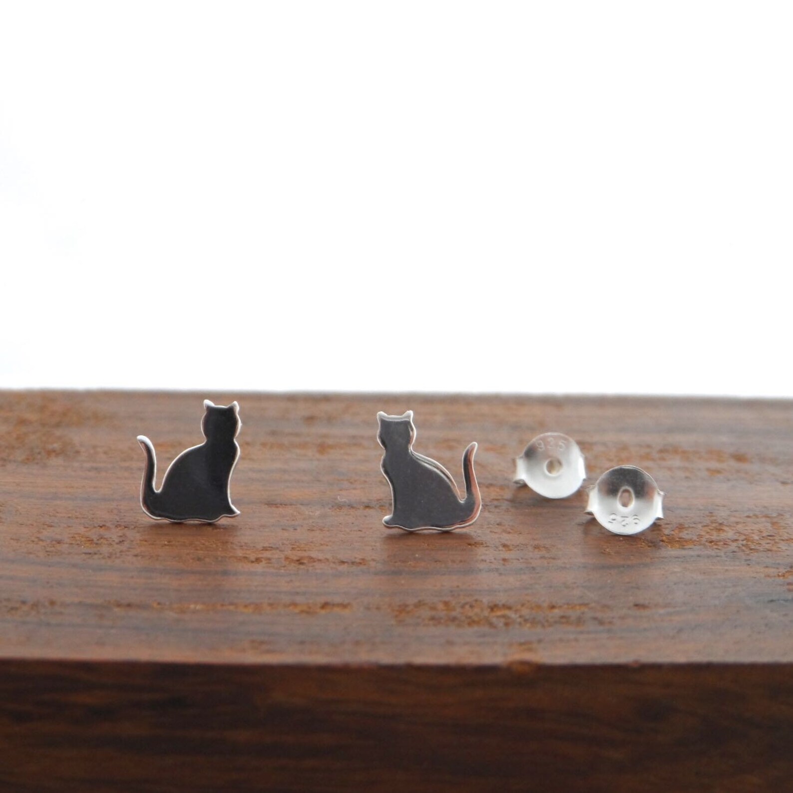 Cat Stud Earrings, Sterling Silver Cat Earrings, Tiny Stud Earrings ...