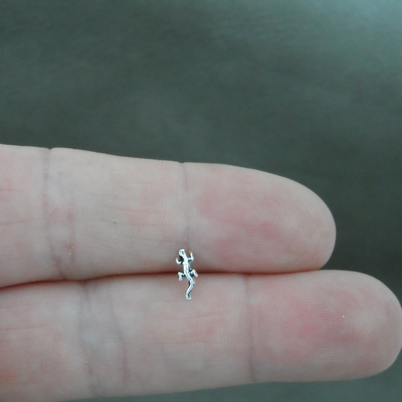 Tiny Lizard Nose Stud in Sterling Silver Lizard Nose Stud - Etsy