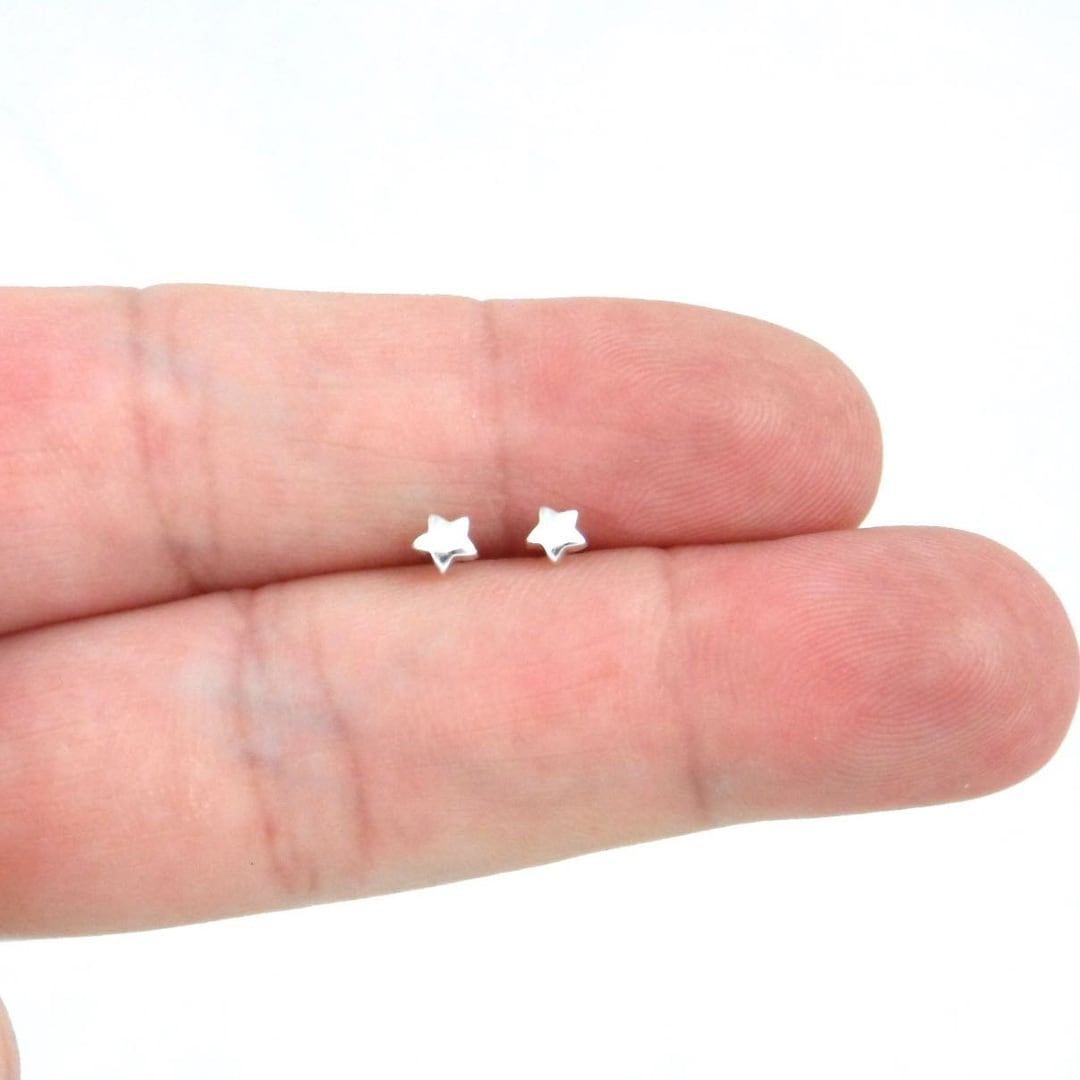 Tiny Star Earrings in Sterling Silver, Star Earrings, Dainty Studs ...