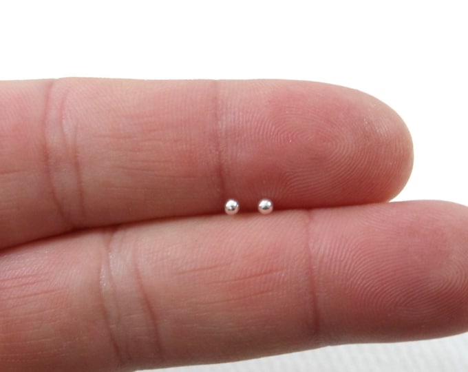 2MM Ball Stud Silver Earrings 2mm Ball Studs Tiny Silver | Etsy