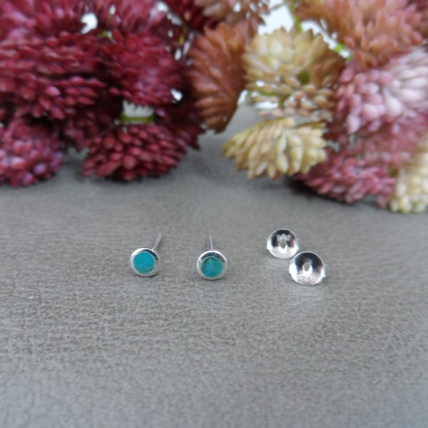 Sterling Silver Turquoise Earrings - Etsy