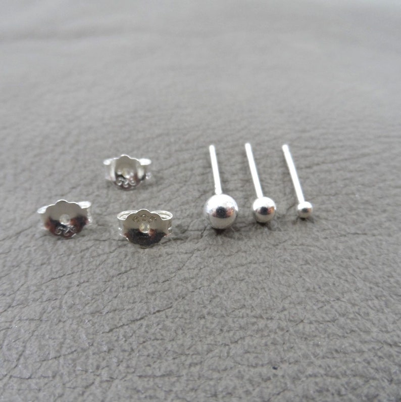 Set of 3 SINGLE Tiny Ball Studs 2mm 3mm 4mm Studs Tiny - Etsy