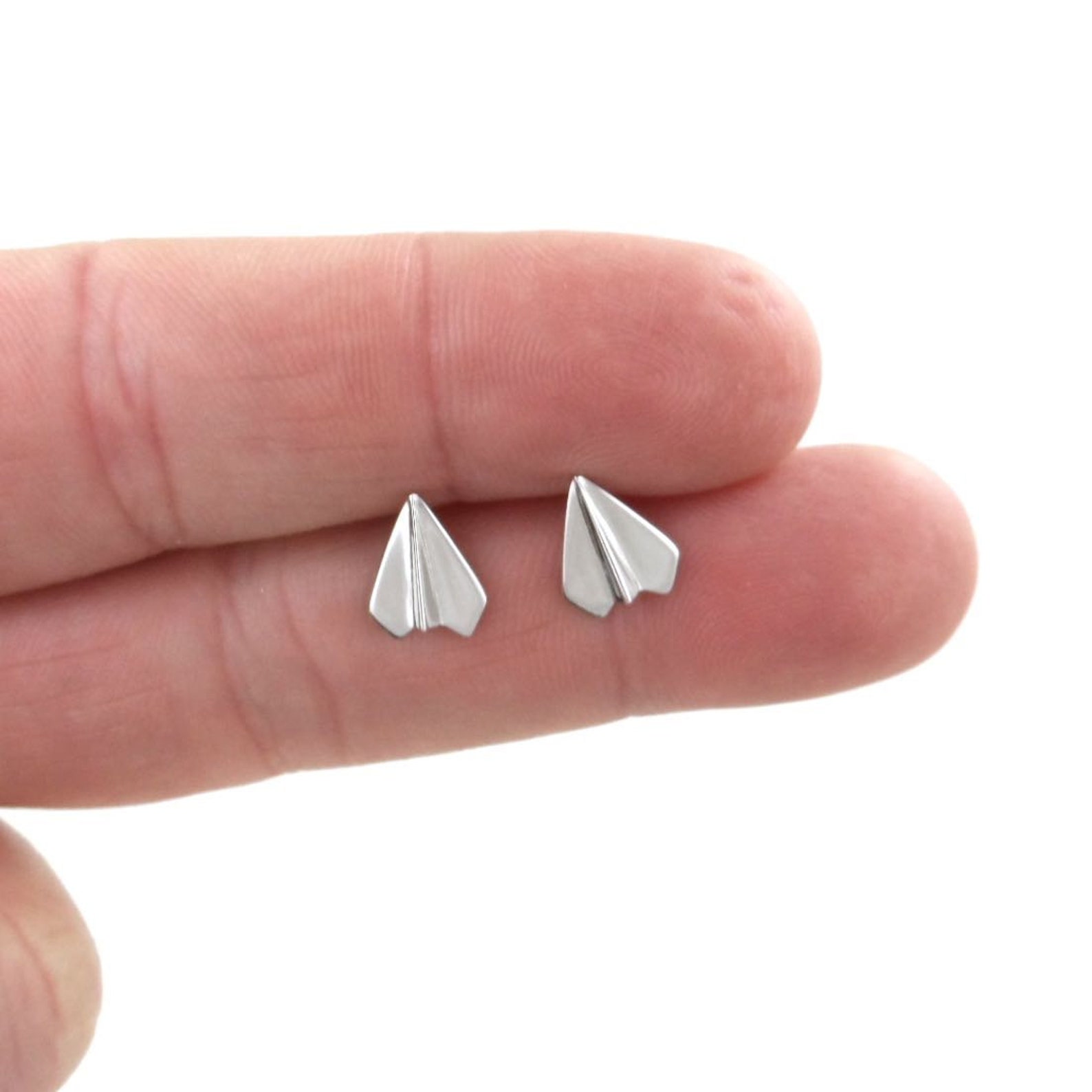 Paper Airplane Stud Earrings in Sterling Silver Paper - Etsy