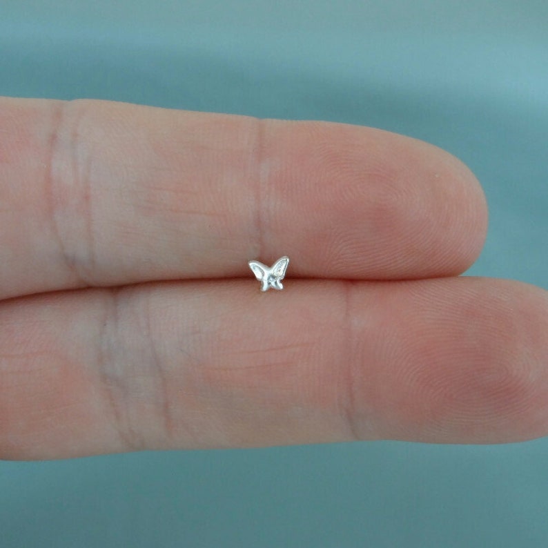 Tiny Butterfly Nose Stud in Sterling Silver Butterfly Nose - Etsy