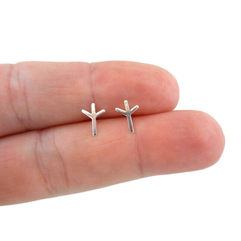 Viking Rune Earrings in Sterling Silver Algiz Earrings Rune - Etsy