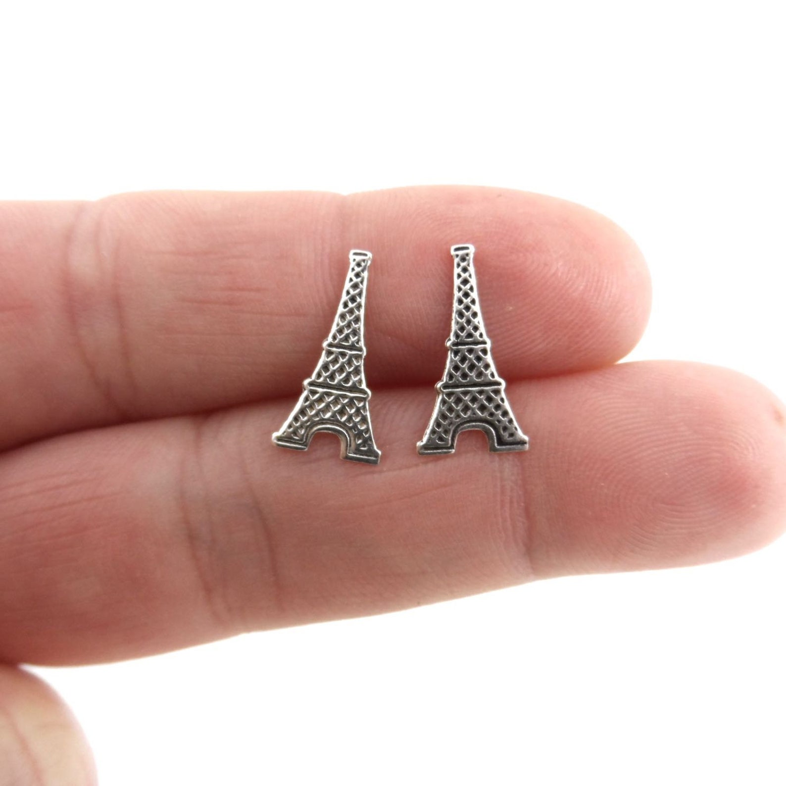 Eiffel Tower Sterling Silver Stud Earrings Eiffel Tower - Etsy