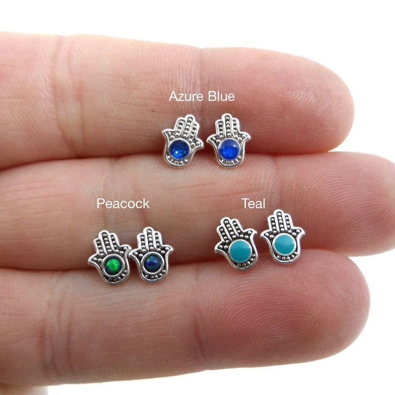 Hamsa Stud Earrings in Sterling Silver Tiny Hamsa Earrings - Etsy