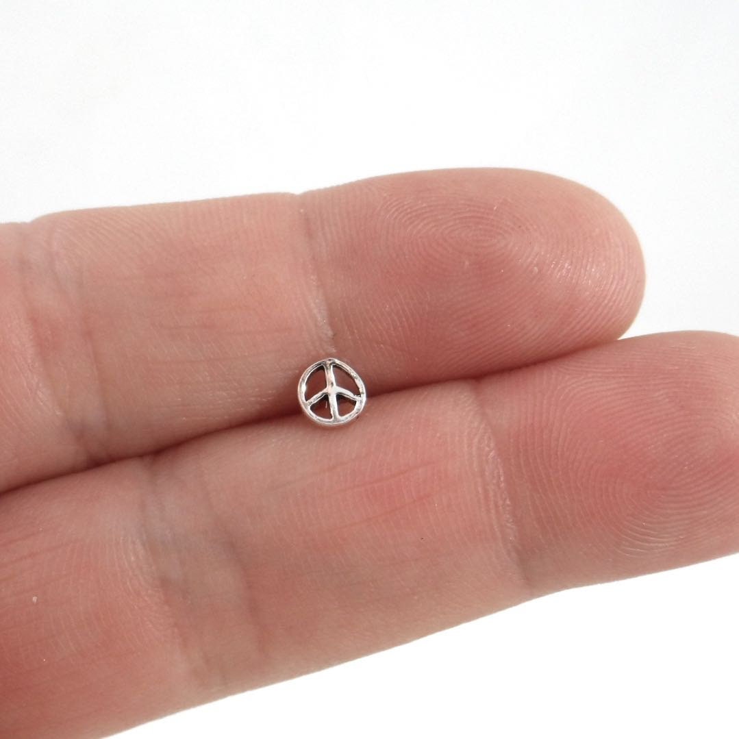 SINGLE Peace Sign Earring in Sterling Silver, Peace Sign Earring ...