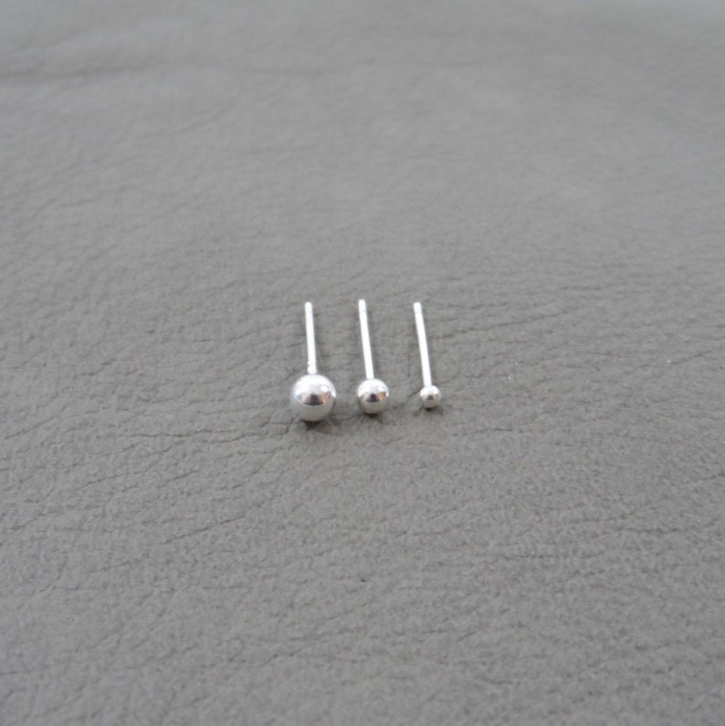 Set of 3 SINGLE Tiny Ball Studs 2mm 3mm 4mm Studs Tiny - Etsy