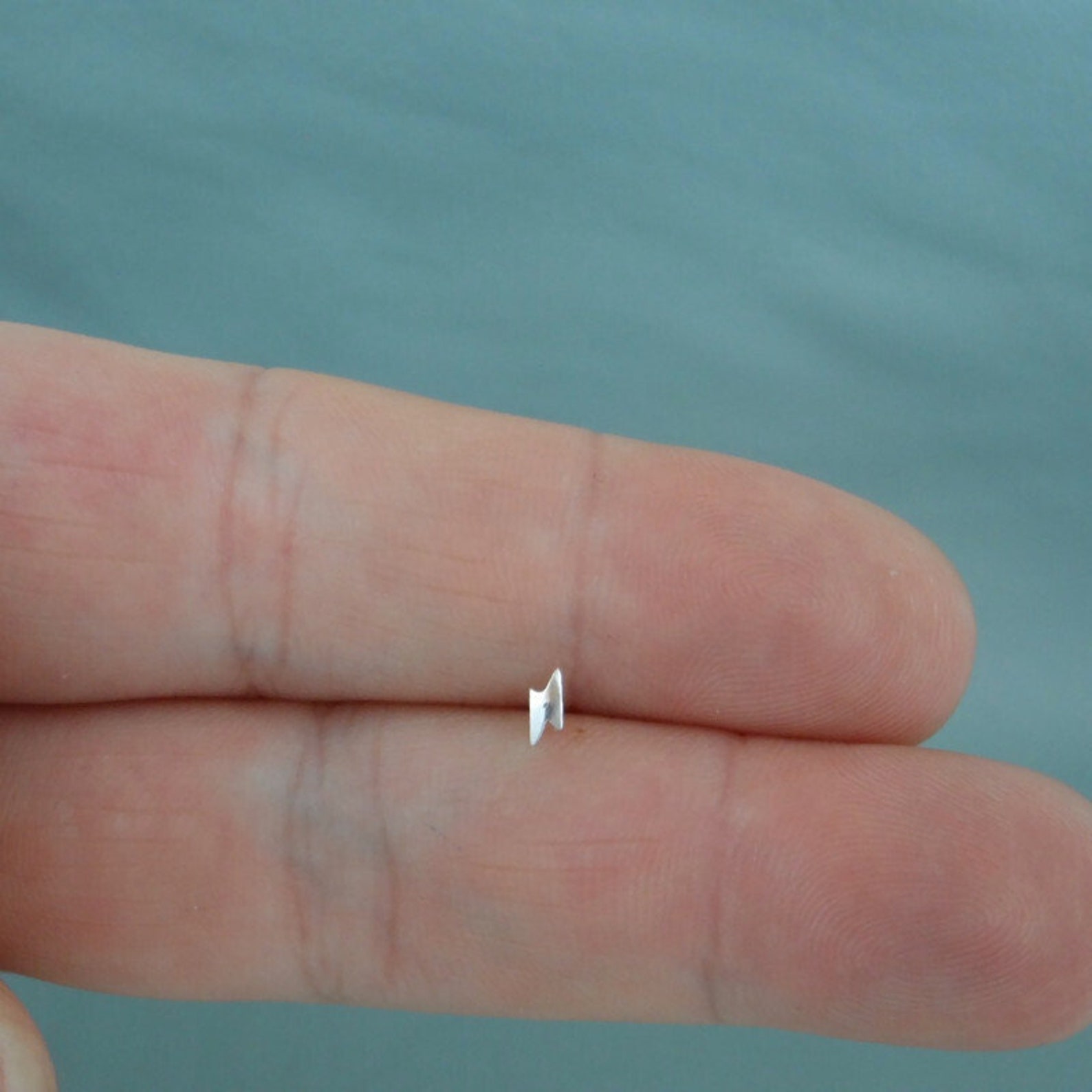 Tiny Lightning Bolt Nose Stud in Sterling Silver, Lightning Nose Stud ...