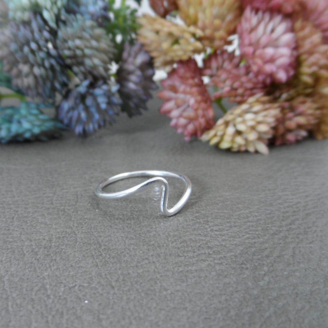 Wave Ring in Sterling Silver, Delicate Wave Silver Ring, Stacking Rings, Ocean Ring, Delicate ...