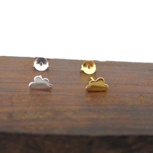 Single-tiny Cloud Earring in Sterling Silver, Cloud Earring, Silver Cloud Stud, Cartilage Stud ...