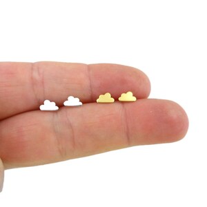 Tiny Cloud Earrings in Sterling Silver, Cloud Earrings, Silver Cloud Studs, Cartilage Studs ...