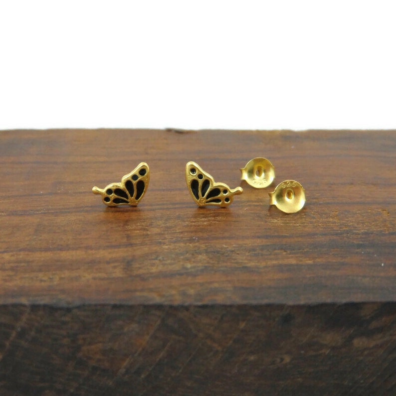 Tiny Butterfly Wing Earrings in Sterling Silver, Gold Butterfly ...