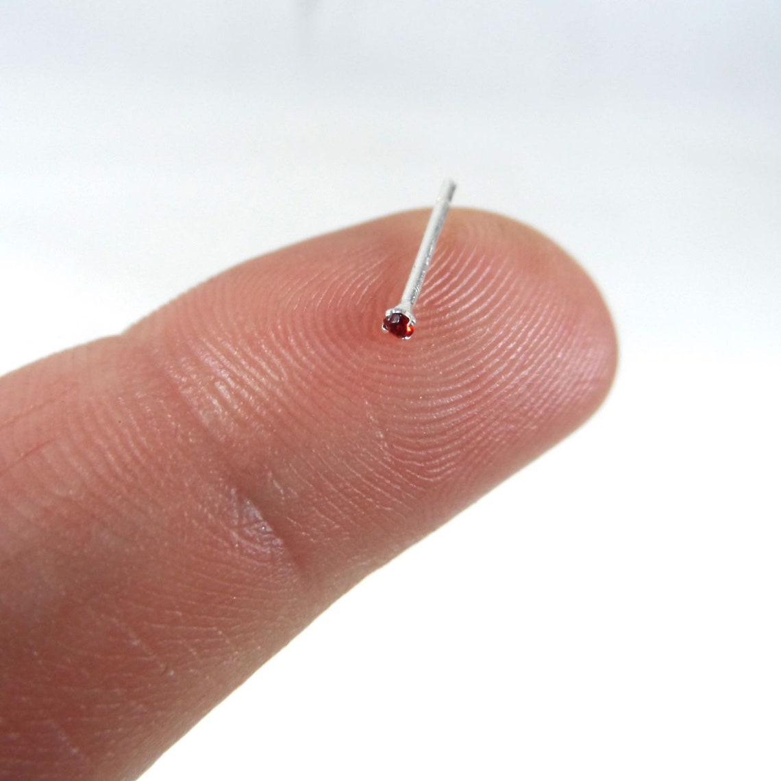 Ruby Nose Stud in Sterling Silver 1.5mm Silver Nose Stud | Etsy