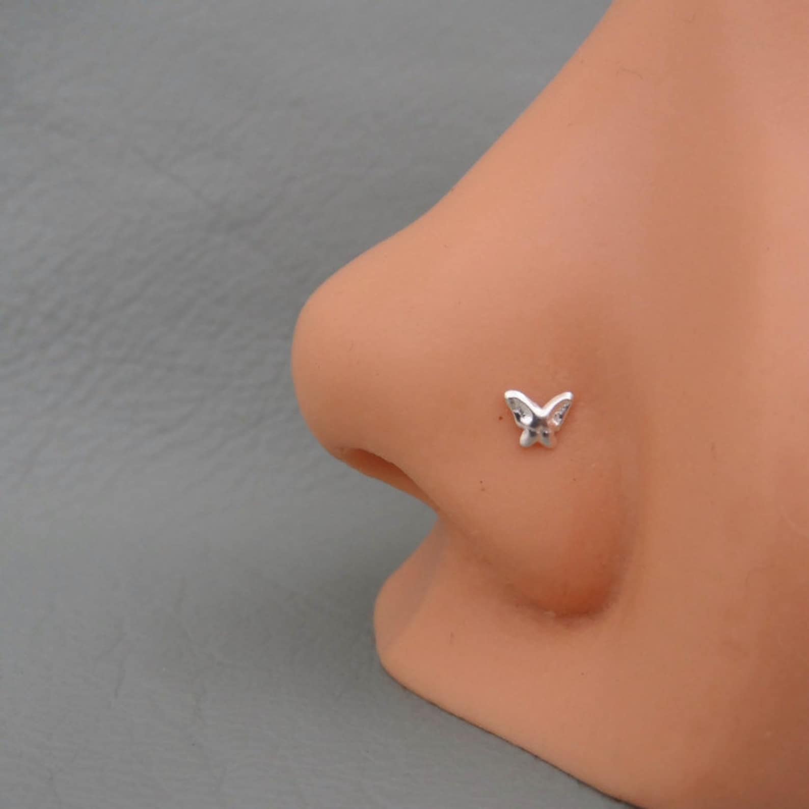 Tiny Butterfly Nose Stud in Sterling Silver Butterfly Nose - Etsy