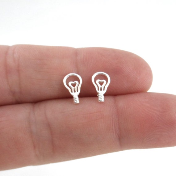 Tiny Light Bulb Earrings in Sterling Silver Light Bulb | Etsy