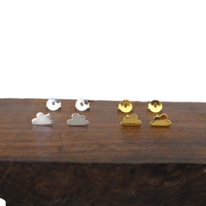 Tiny Cloud Earrings in Sterling Silver, Cloud Earrings, Silver Cloud Studs, Cartilage Studs ...