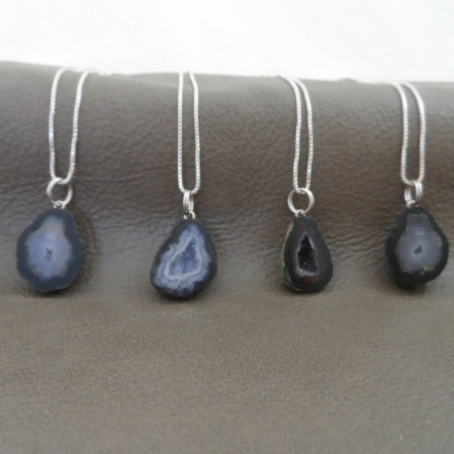 Tiny Geode Necklace in Sterling Silver Tiny Geode Necklace - Etsy