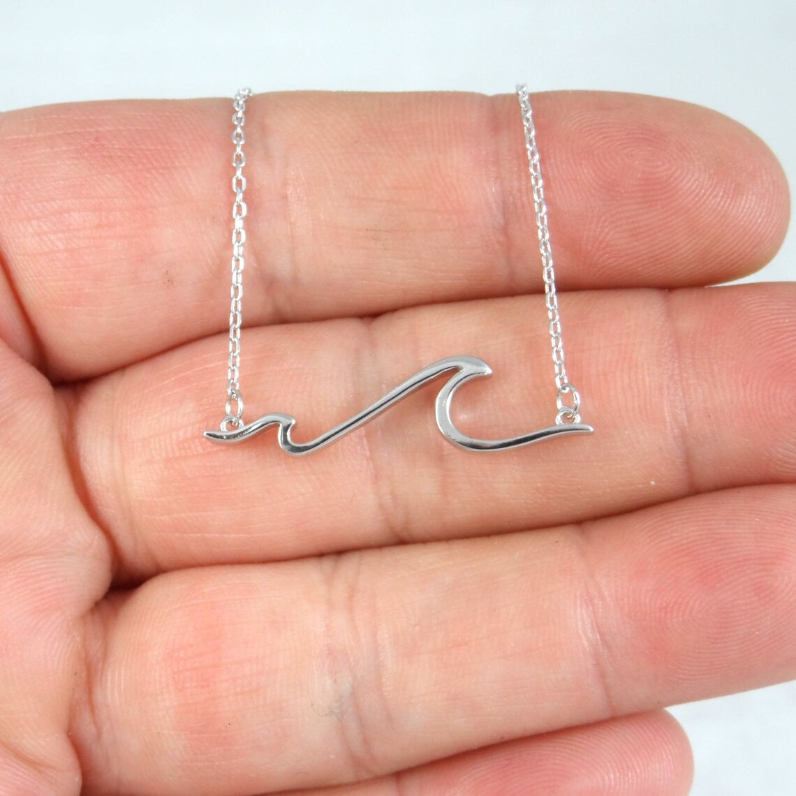 Wave Necklace in Sterling Silver Ocean Wave Necklace Surfer - Etsy