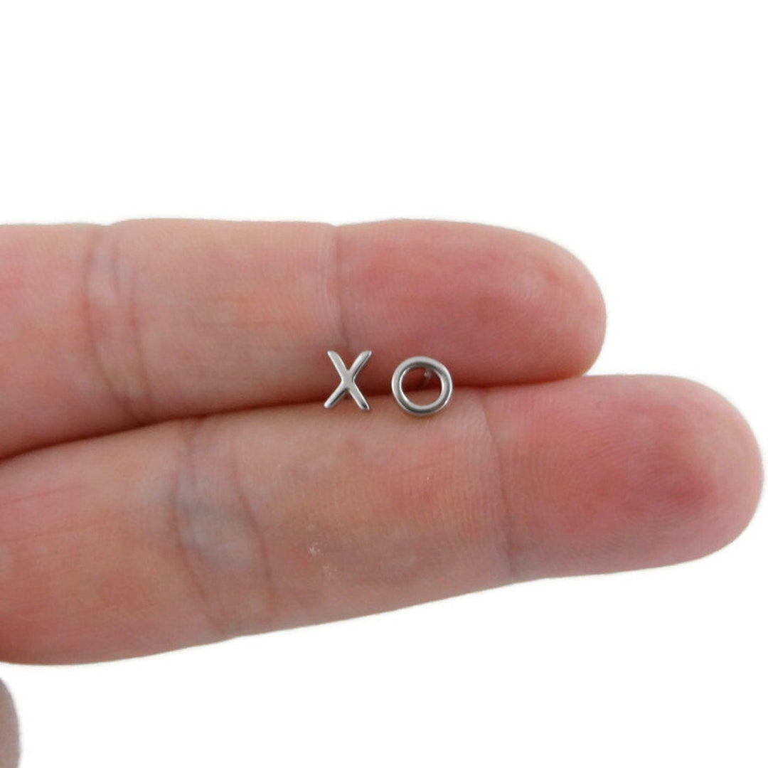 XO Earrings in Sterling Silver, XO Stud Earrings, Tiny X Earrings, Hugs ...