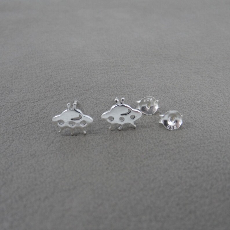 UFO Earrings in Sterling Silver, Alien Earrings, UFO Studs, Silver ...