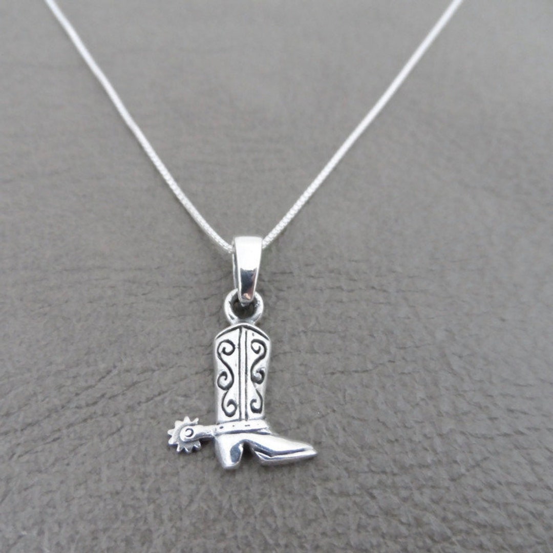 Cowboy Boot Necklace in Sterling Silver, Cowgirl Necklace, Western ...