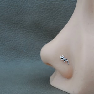 Tiny Lizard Nose Stud in Sterling Silver, Lizard Nose Stud, Silver Lizard Nose Stud, Multiple ...