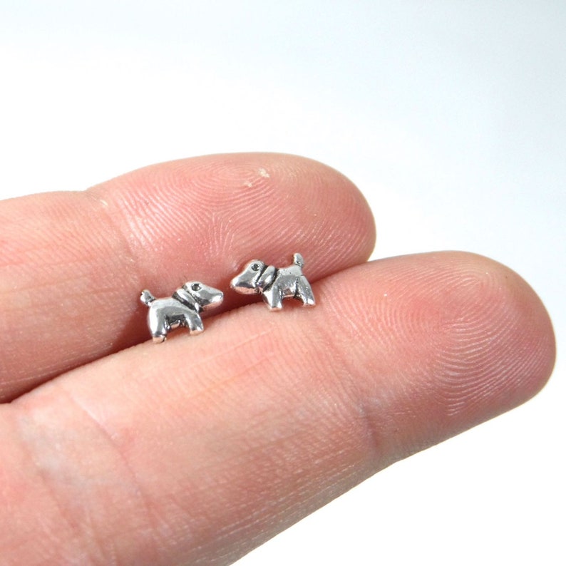 Tiny Dog Sterling Silver Stud Earrings Dog Earrings Kids - Etsy