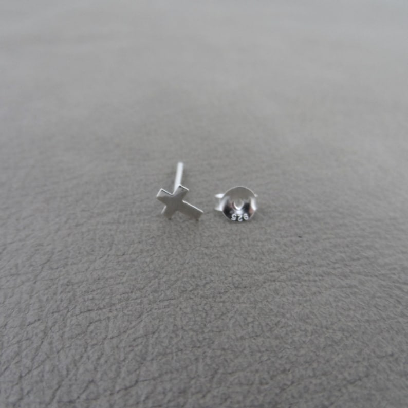 SINGLE Tiny Cross Stud Earring in Sterling Silver Single - Etsy