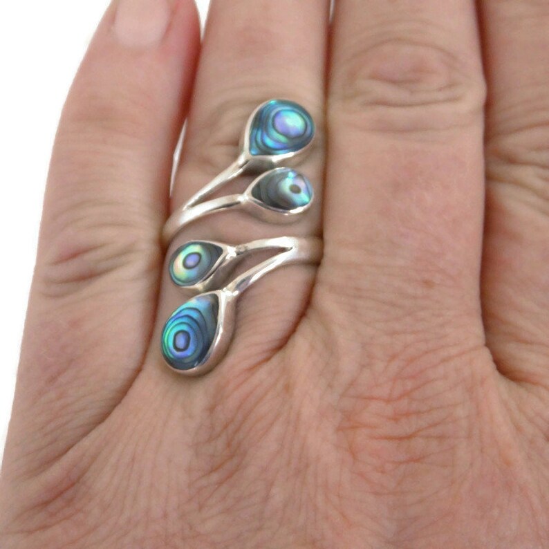 Abalone Ring in Sterling Silver Abalone Silver Ring Paua - Etsy