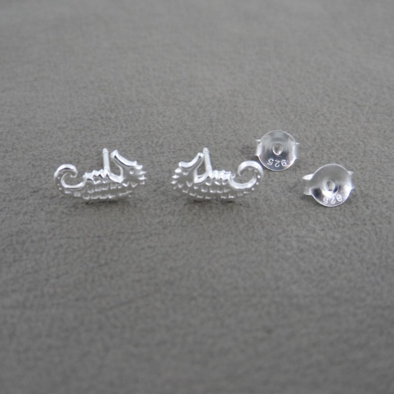 Tiny Seahorse Earrings in Sterling Silver, Seahorse Sterling Studs, Kids Earrings, Tiny Studs ...